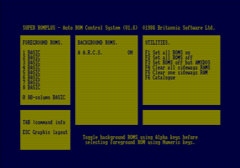 Super Romplus - Auto Rom Control System v1.6 (1986)(Britannia Software ...